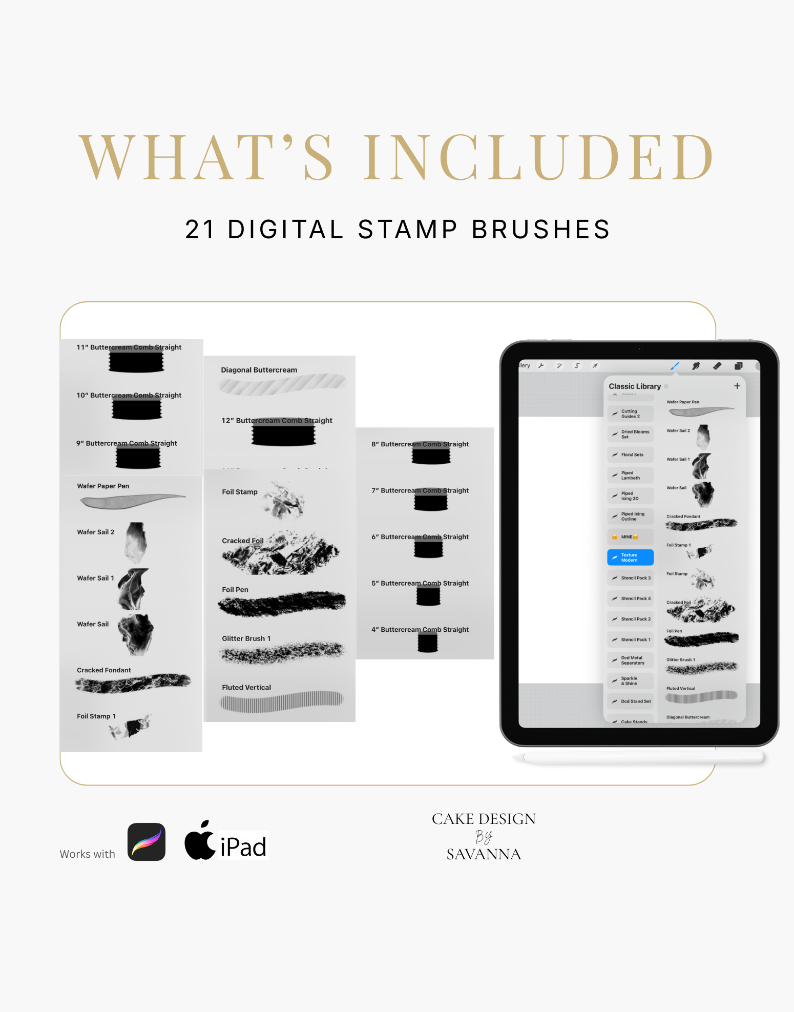 Digital Cake Sketching - Wafer Paper & Buttercream - Procreate Stamps ...